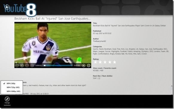 YouTube 8, la aplicación de YouTube para Windows 8