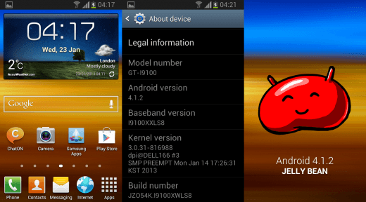 Samsung Galaxy S II comienza a recibir Android 4.1.2 Jelly Bean