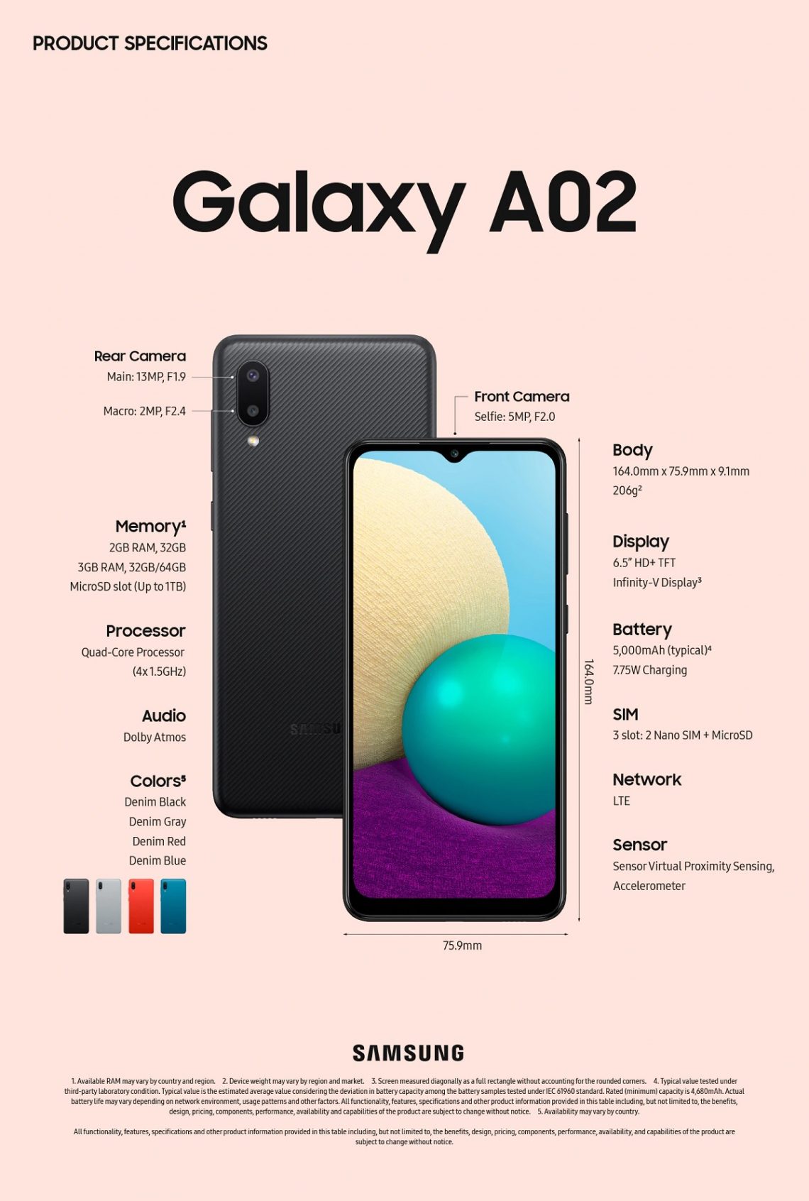 Samsung Galaxy A02, caracteristicas, precio y especificaciones