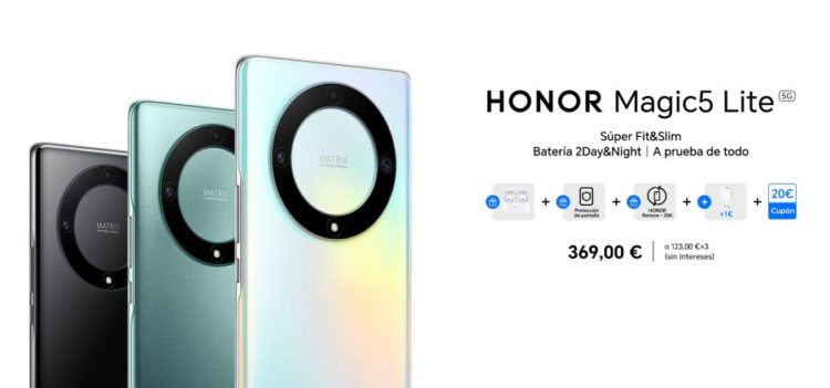 HONOR Magic5 Lite, un smartphone con funcionalidades muy completas, pantalla curva OLED de 120Hz ...