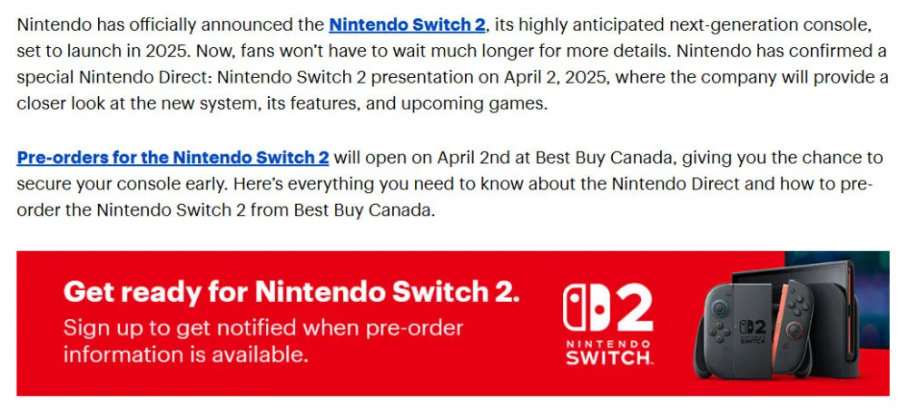 Nintendo Switch 2: Filtración revela su fecha de reserva